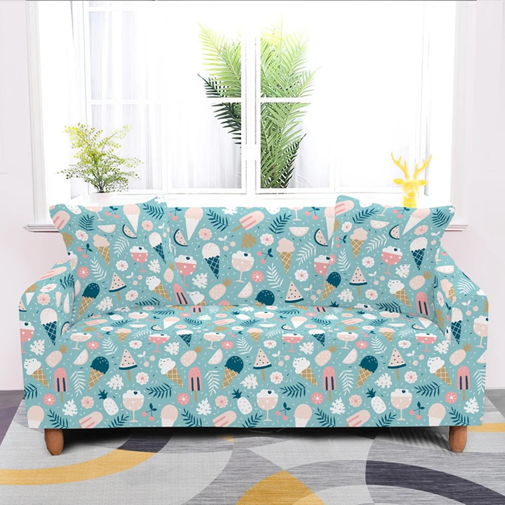 Sweet Ice Cream Design Slipcover 1/2/3/4 Seater Elastic Washable ...