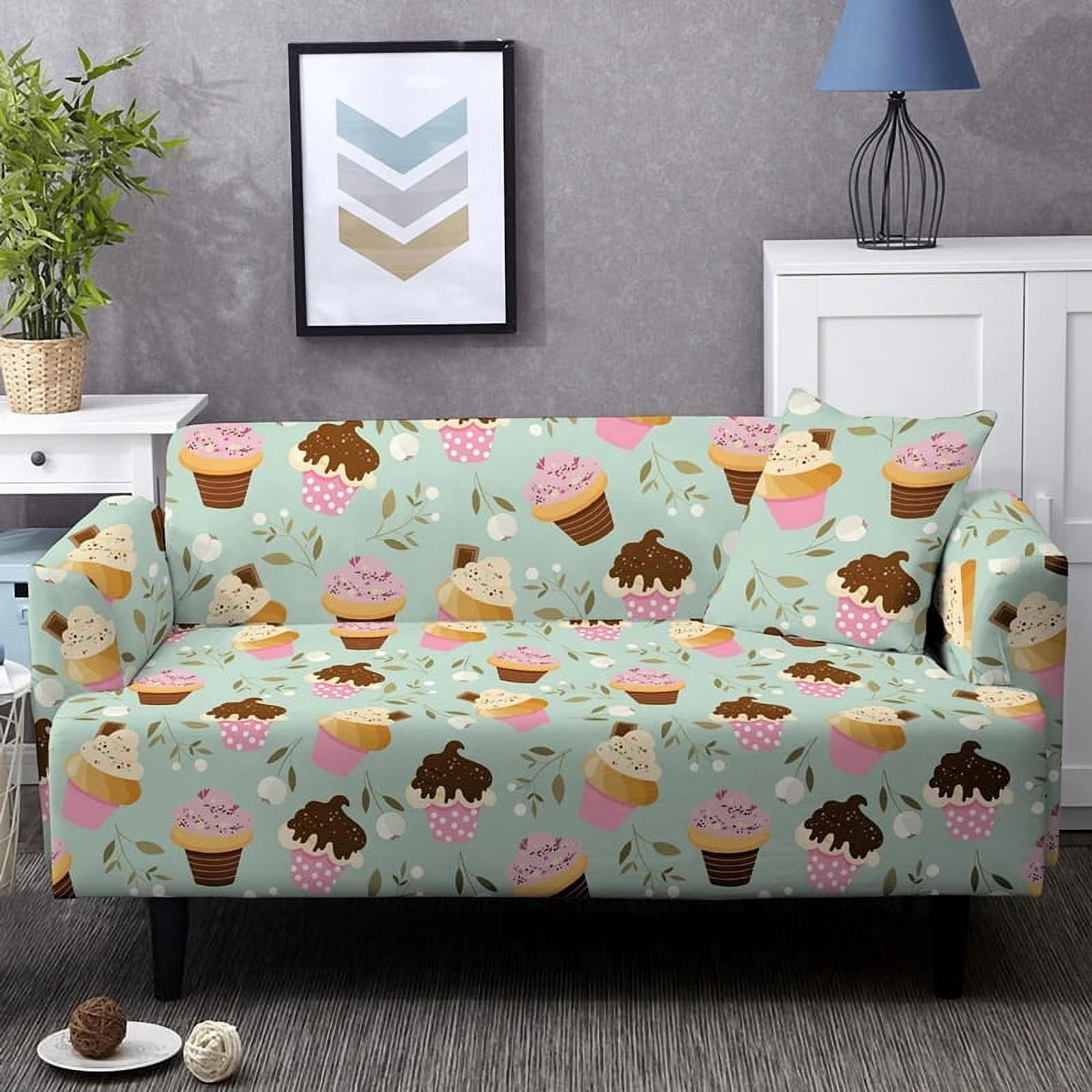 Sweet Ice Cream Design Slipcover 1/2/3/4 Seater Elastic Washable ...