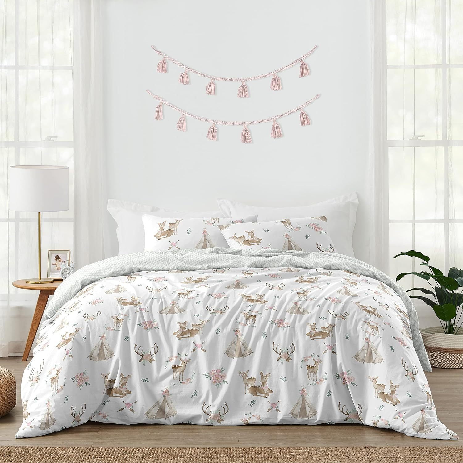 Sweet Jojo Designs Blush Pink, Mint Green and White Boho Watercolor ...