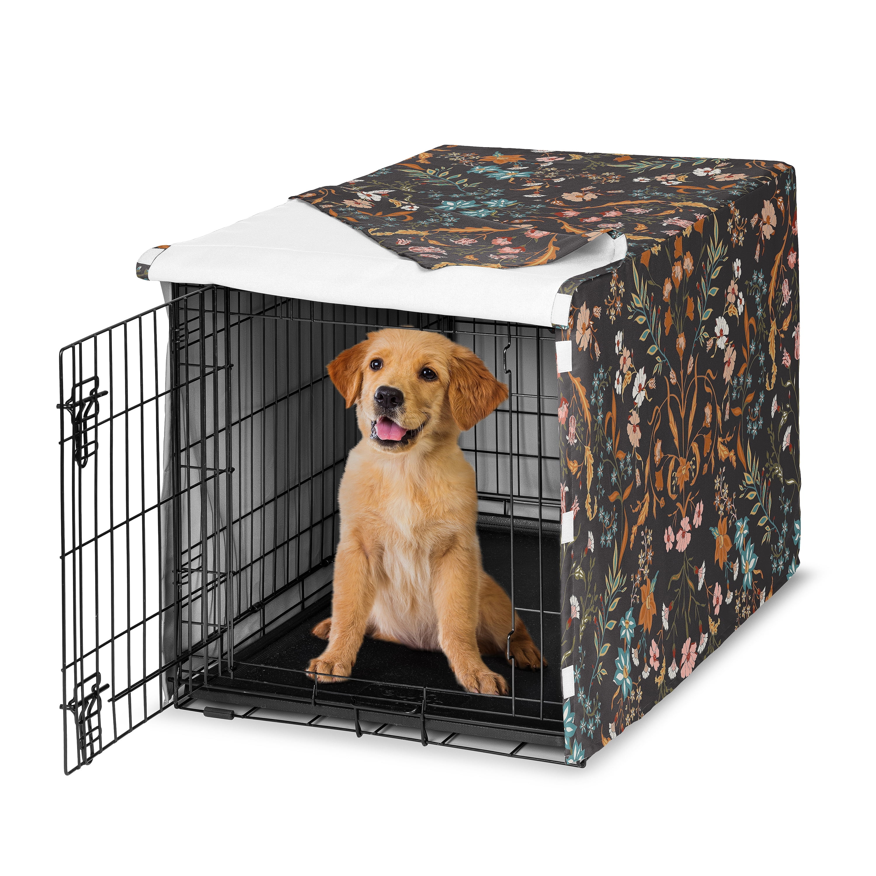 Sweet Jojo Designs Boho Floral Wildflower Black and Orange Dog Crate ...