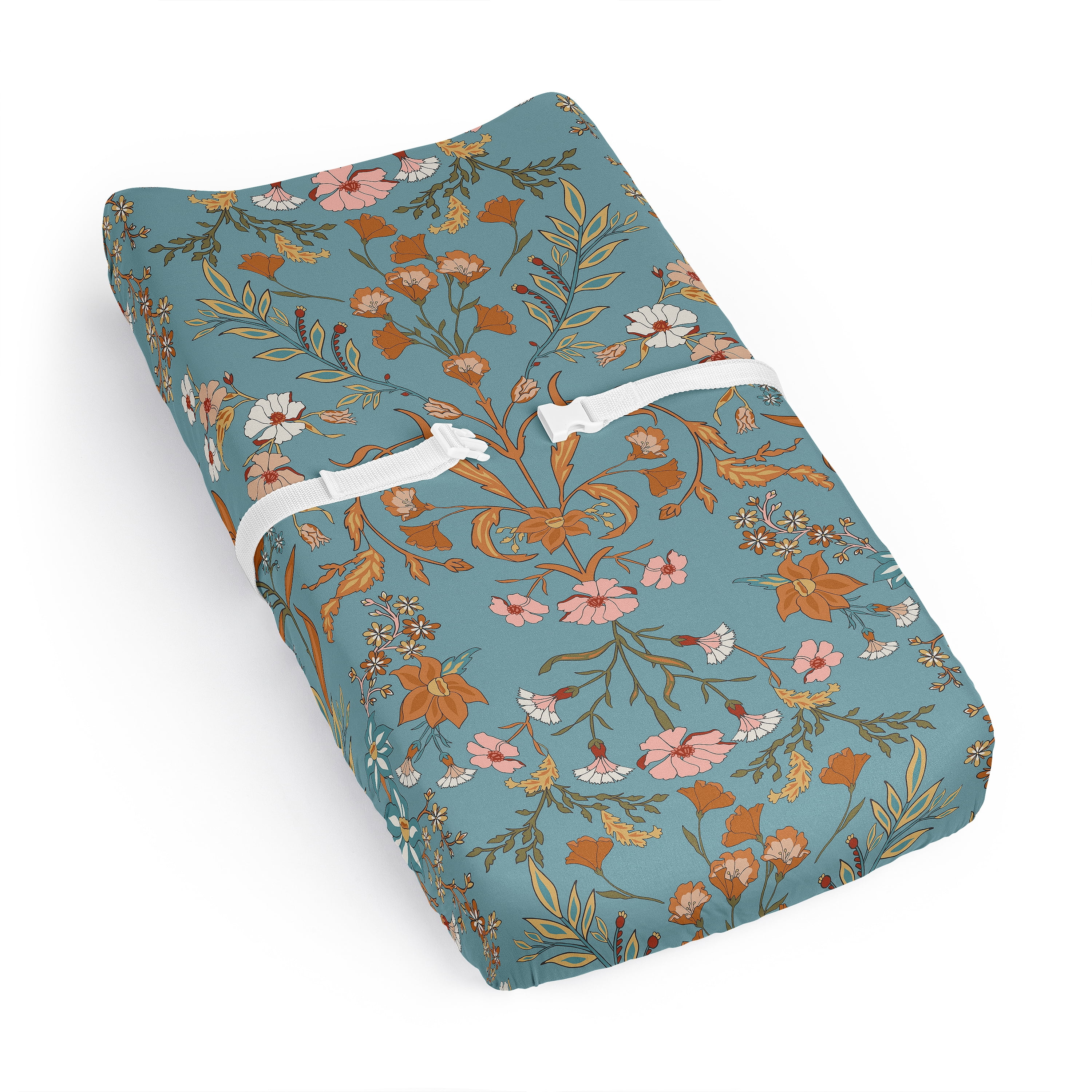 Sweet Jojo Designs Boho Floral Wildflower Blue and Orange Girl Changing ...