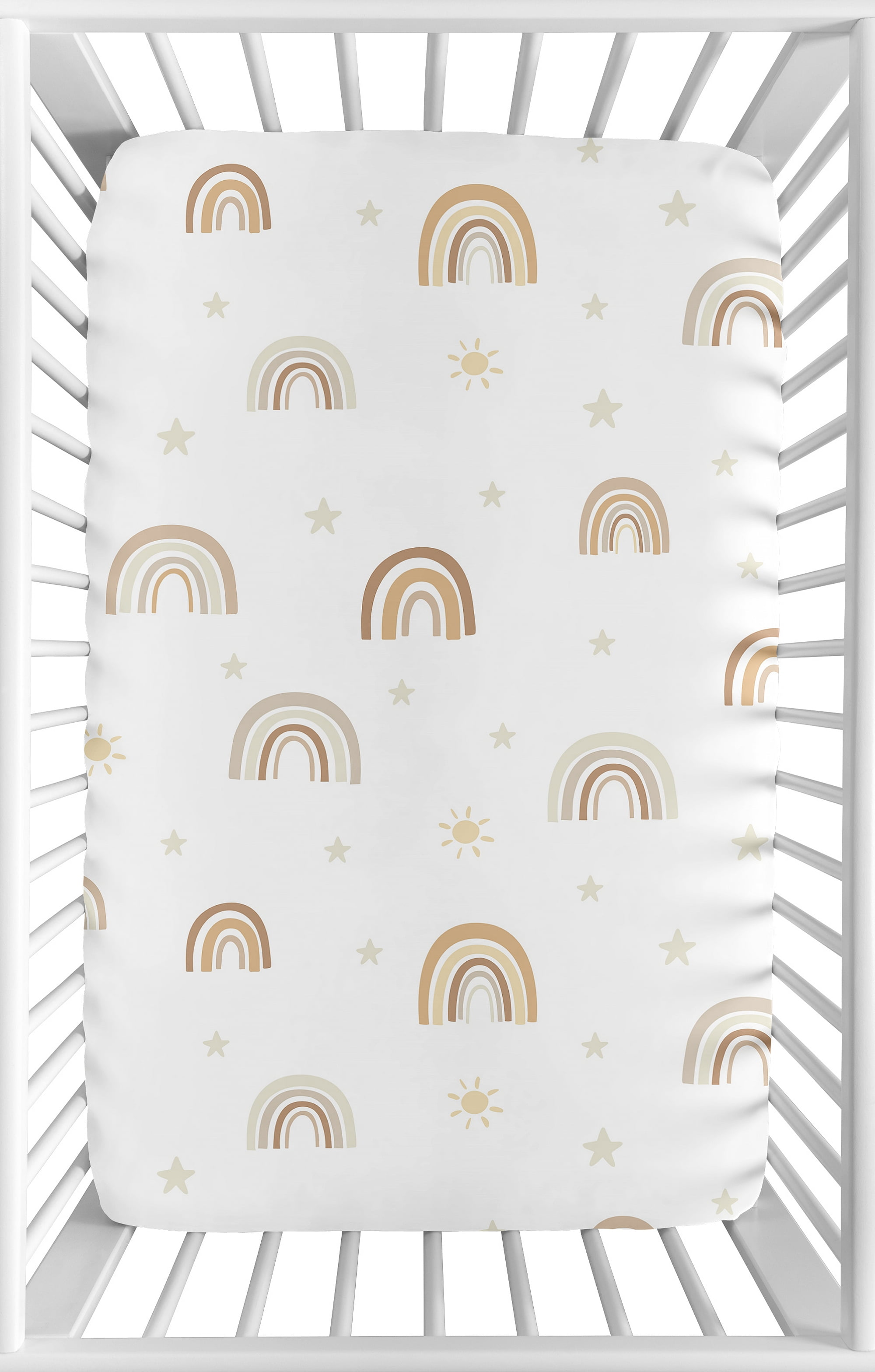 Sweet Jojo Designs Boho Rainbow Neutral Mini Crib Sheet, Fitted ...