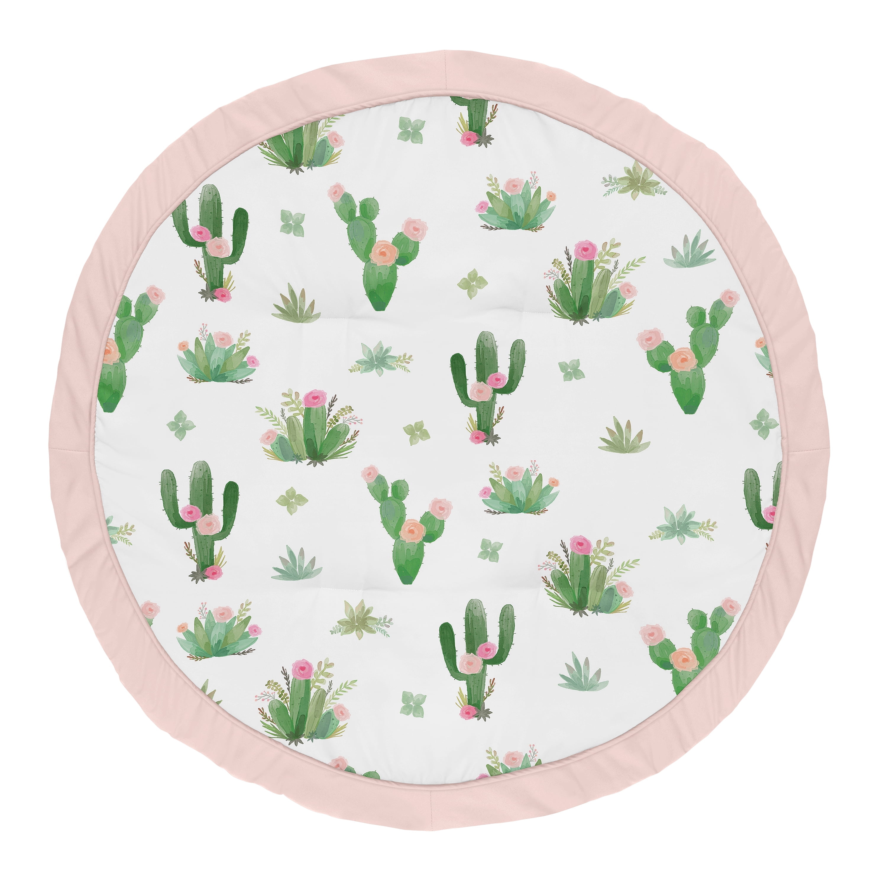 Sweet Jojo Designs Cactus Floral Green Pink and White Baby Play Mat ...