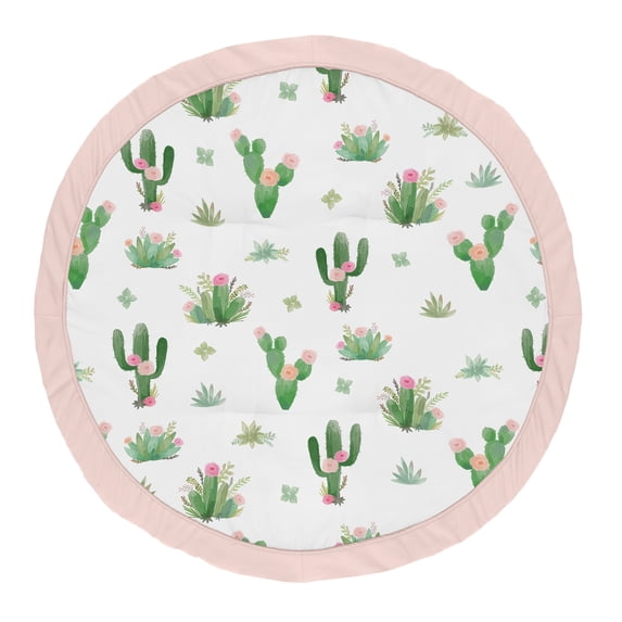 Sweet Jojo Designs Cactus Floral Green Pink and White Baby Play Mat ...