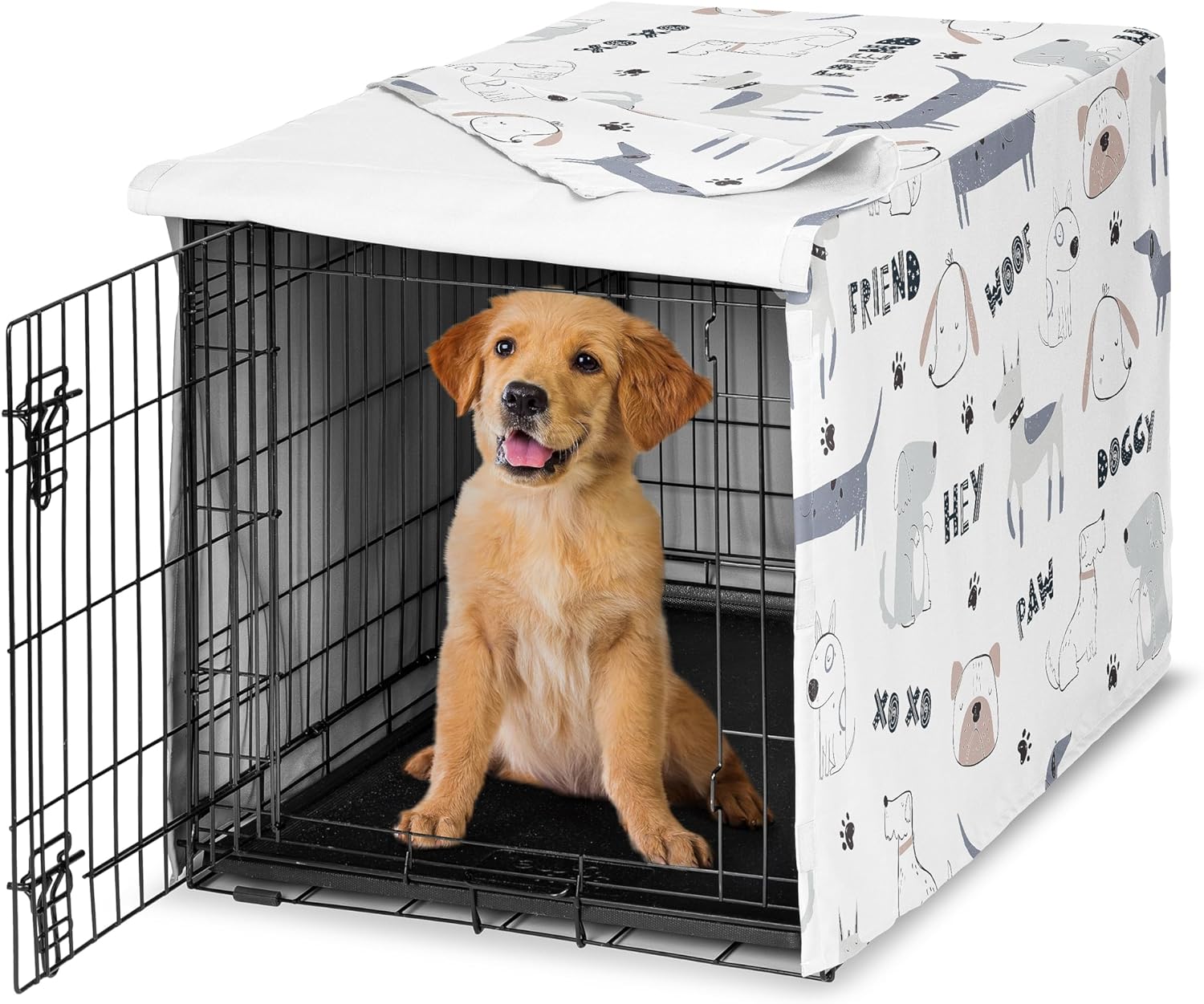 Sweet Jojo Designs Cartoon Puppy Print Dog Crate Cover – Kennel Covers ...