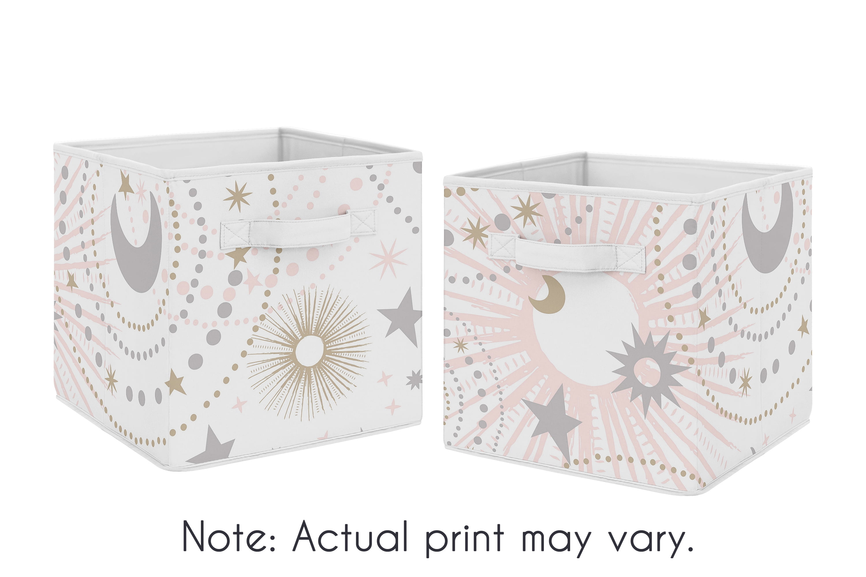 Sweet Jojo Designs Celestial Pink Gold and Grey Fabric Storage Bins 2 ...