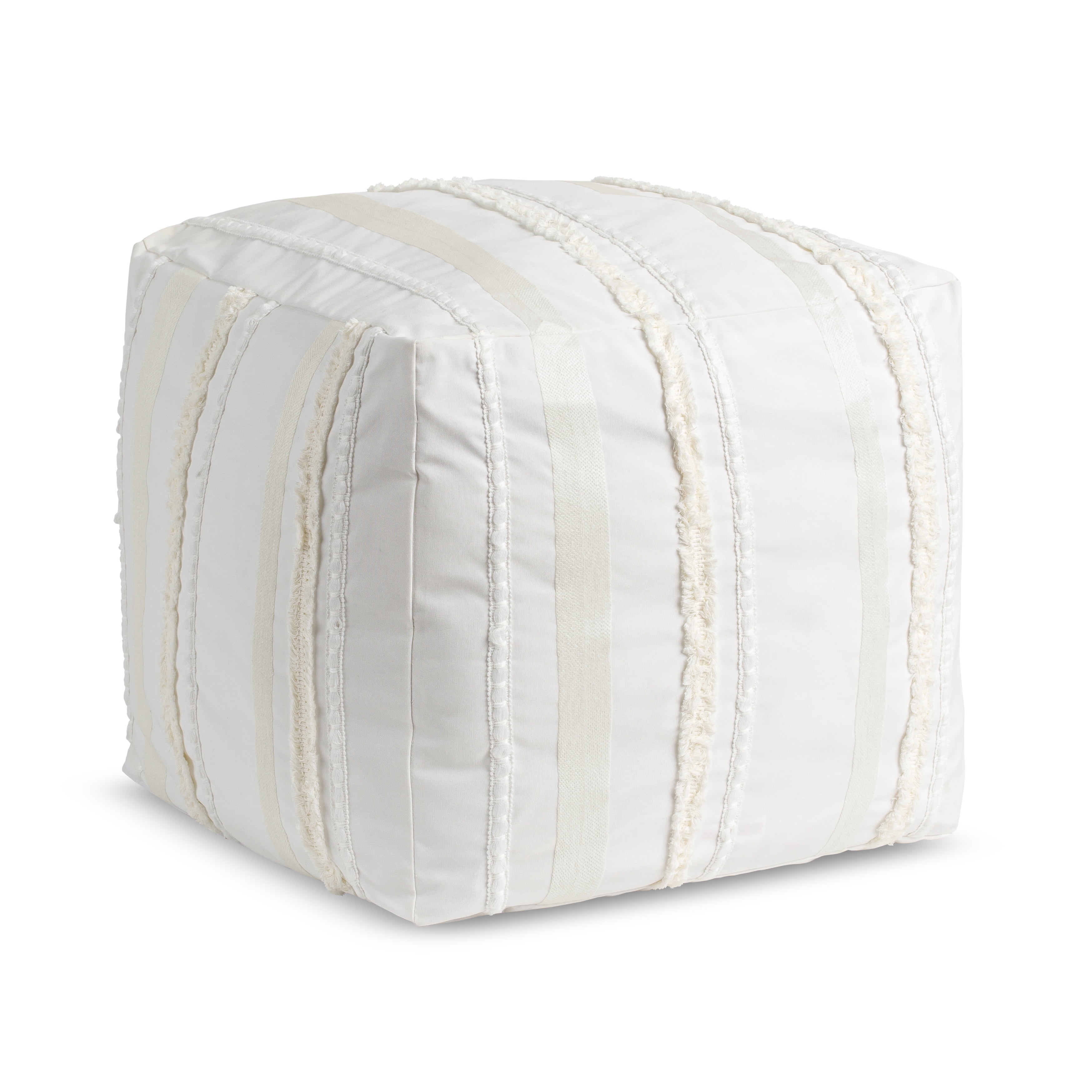 Sweet Jojo Designs Ivory Canvas Ottoman Pouf Cover, Boho Farmhouse ...