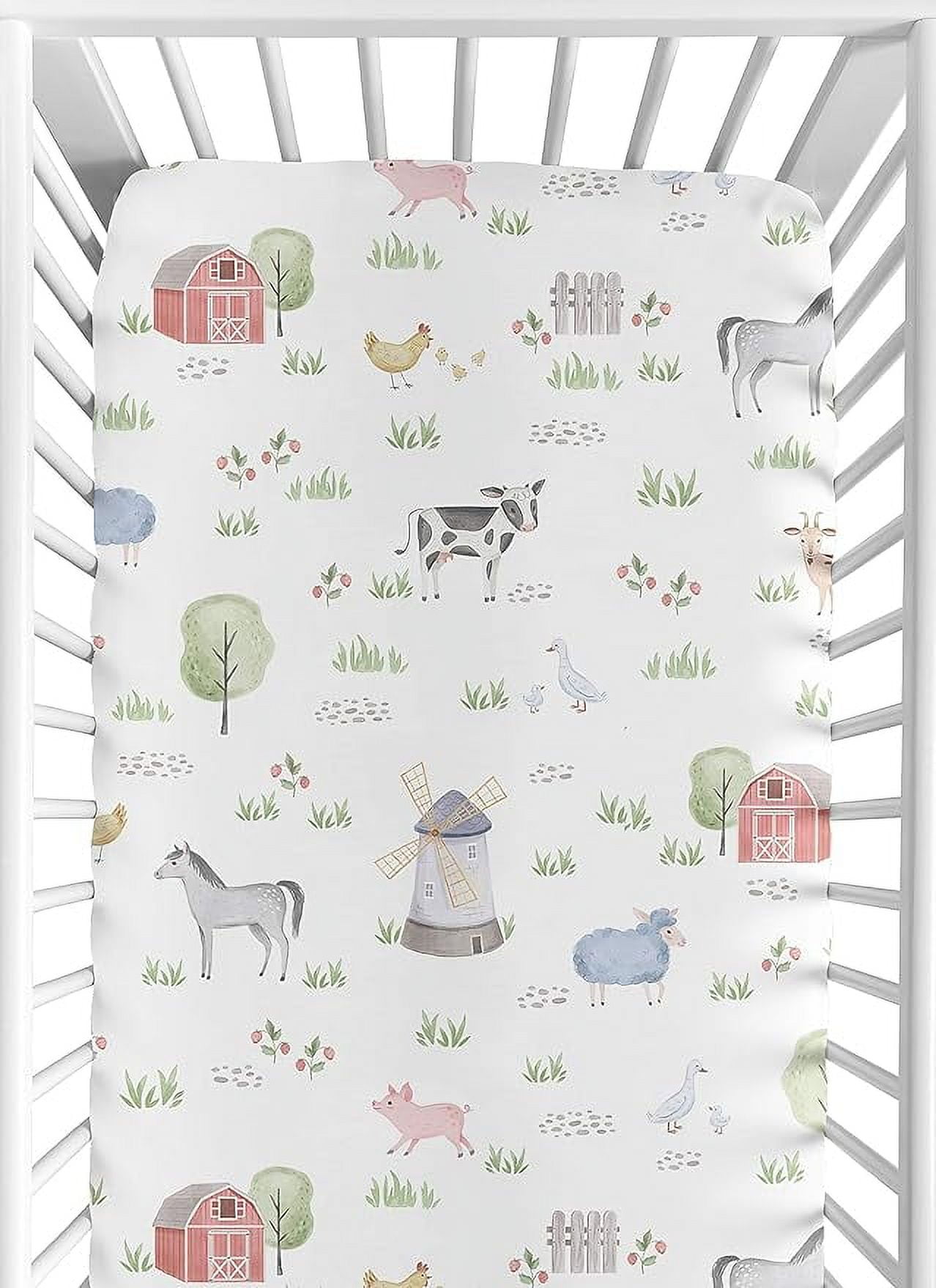 Sweet Jojo Designs Farm Animals Boy or Girl Fitted Crib Sheet Baby or ...