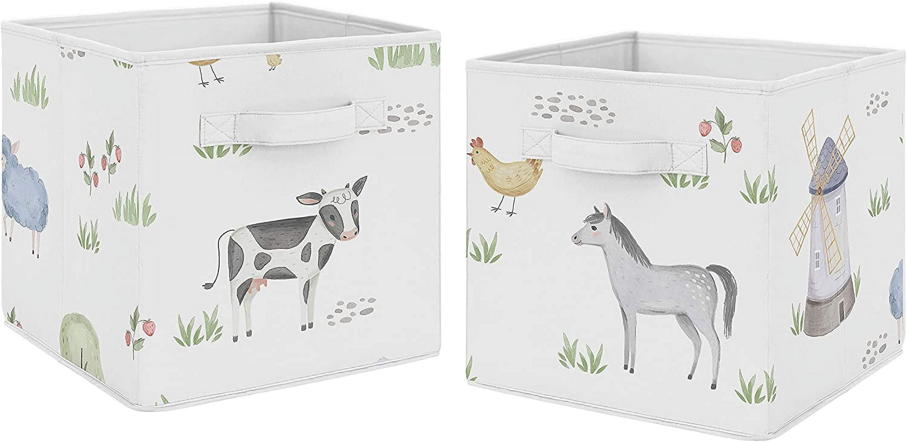 Sweet Jojo Designs Farm Animals Foldable Fabric Storage Cube Bins Boxes ...