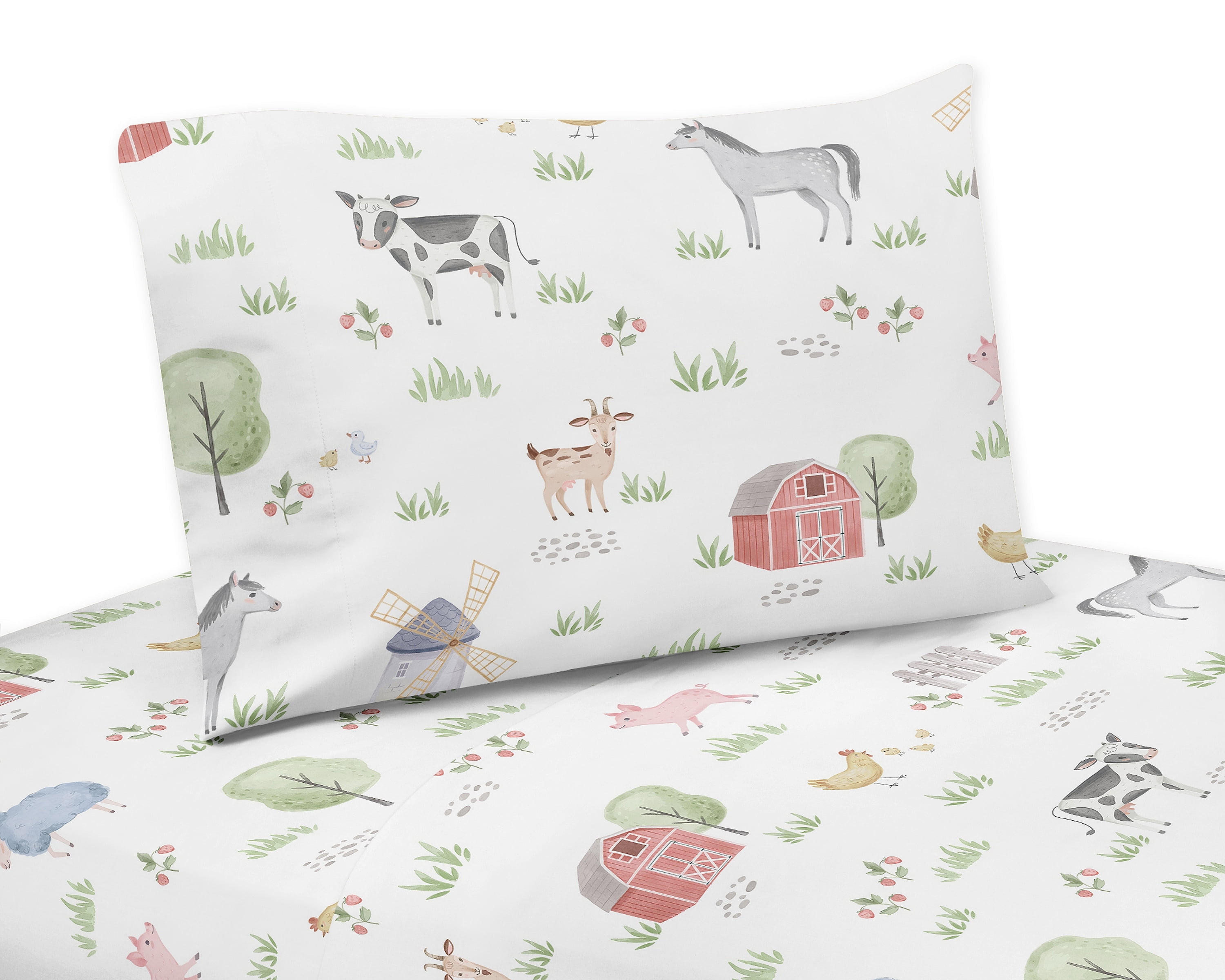Sweet Jojo Designs Farm Animals Multicolor 4 Piece Queen Size Sheet Set ...