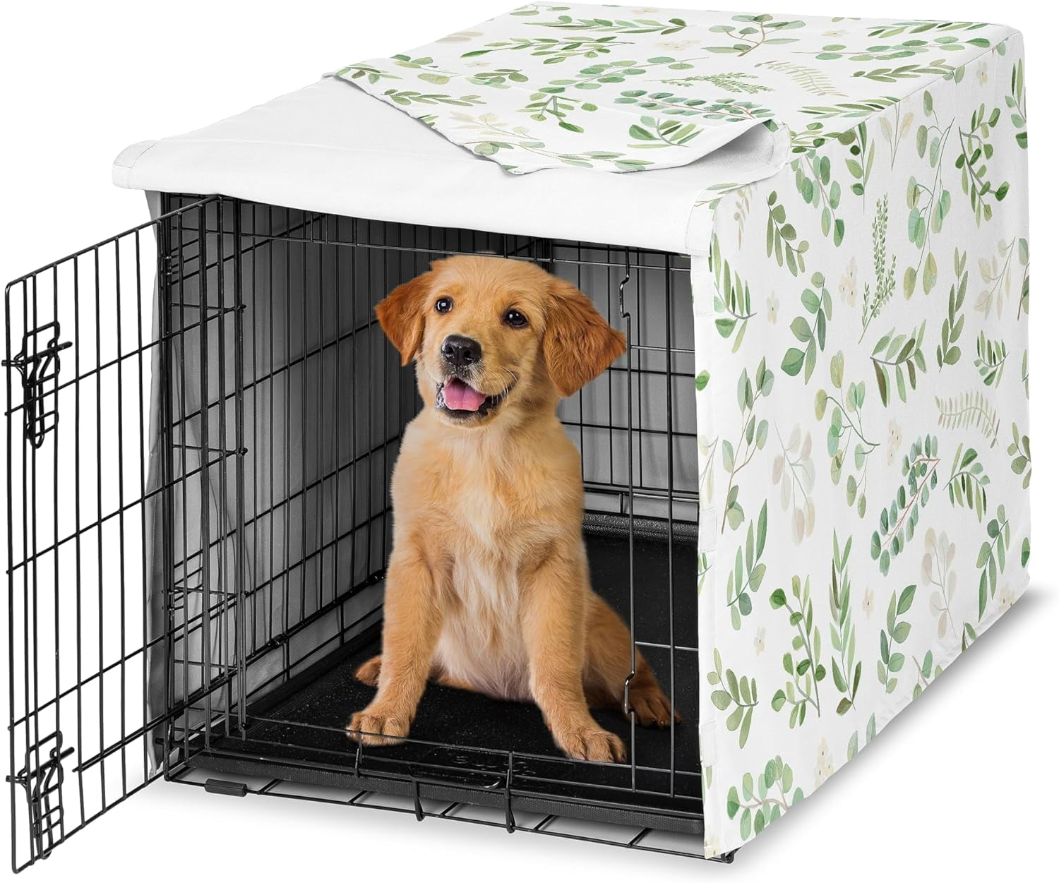 Sweet Jojo Designs Green Boho Floral Leaf Dog Crate Cover – Kennel ...