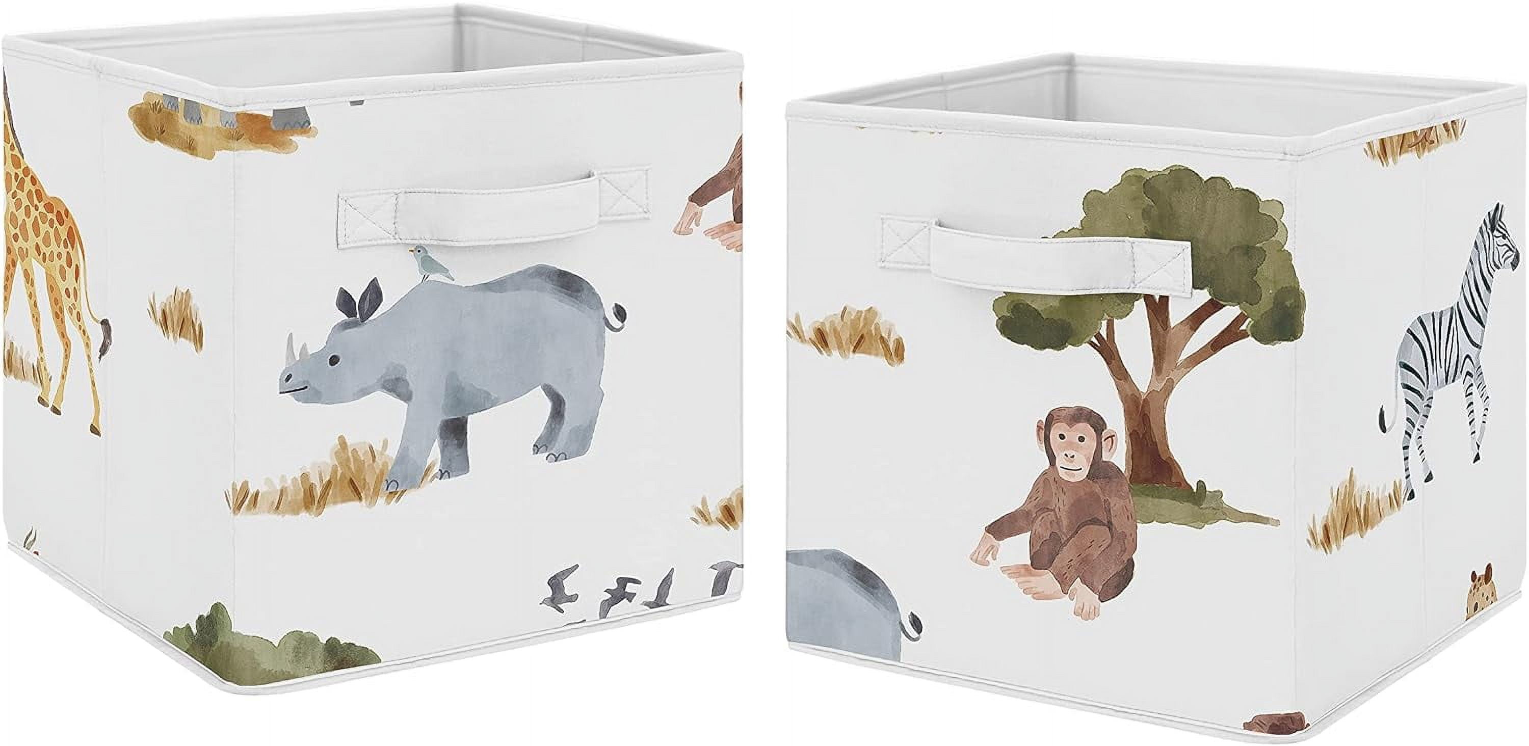 Sweet Jojo Designs Jungle Animals Foldable Fabric Storage Cube Bins ...