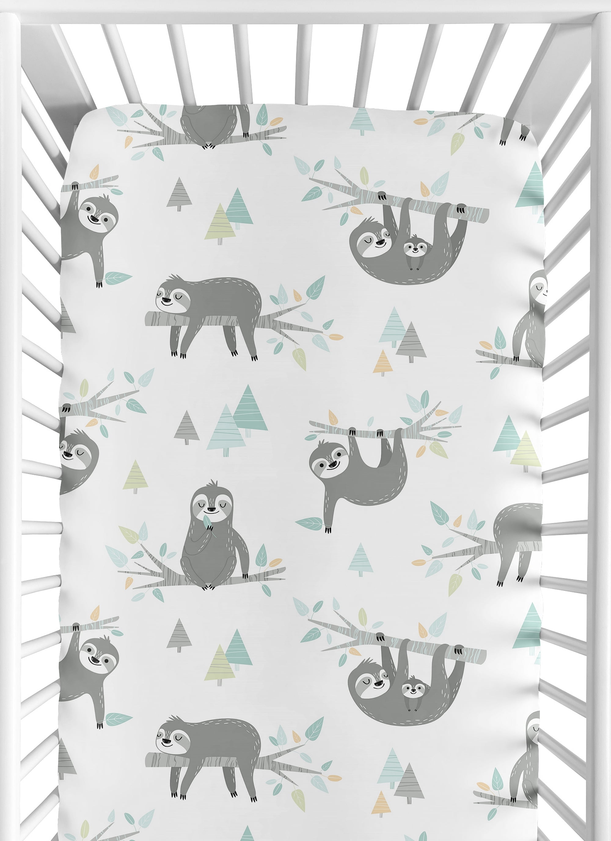 Sweet Jojo Designs Jungle Sloth Bed Sheets, 52" x 28" x 8" in – Fully ...