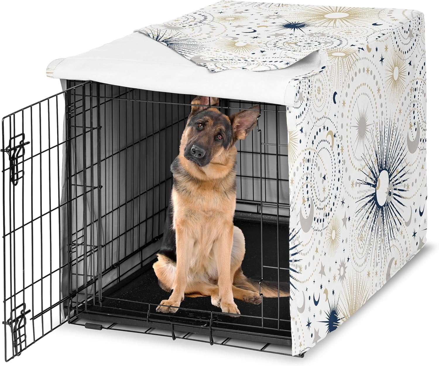 Sweet Jojo Designs Navy Blue Star and Moon Dog Crate Cover – Kennel ...