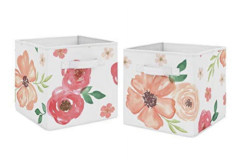 Sweet Jojo Designs Peach and Green Watercolor Floral Organizer Storage ...