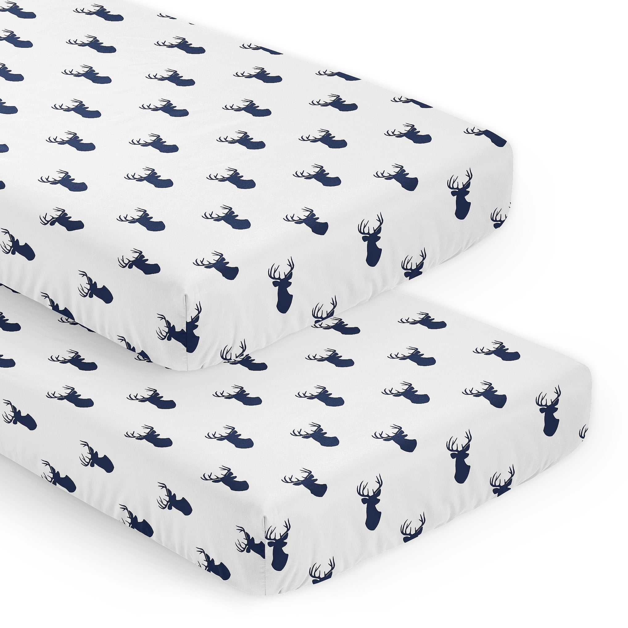 Sweet Jojo Designs Stag Blue and White Fitted Crib Sheets 2 Piece Set ...