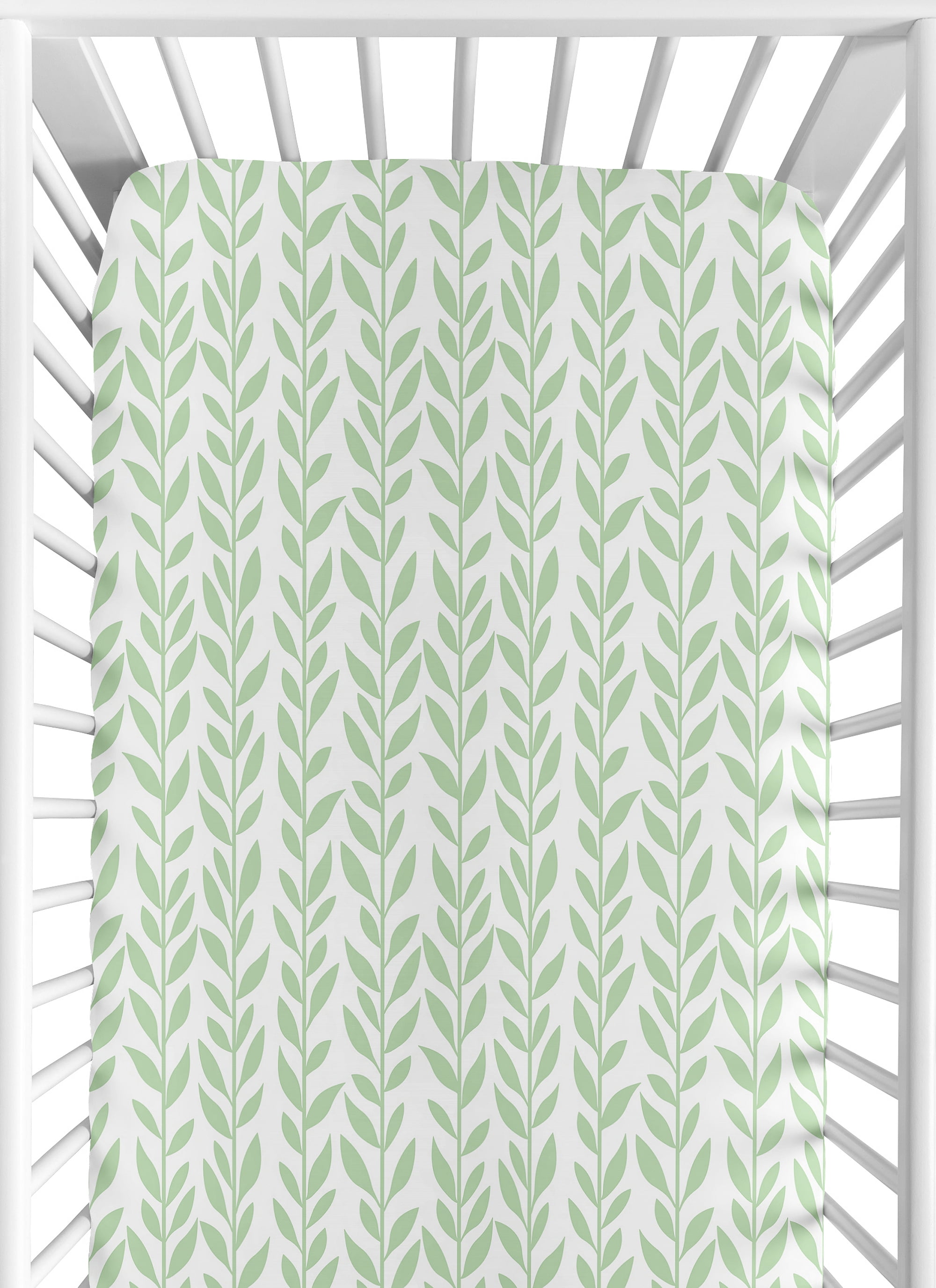 Sweet Jojo Designs Sunflower Green and White Fitted Crib Sheet ...