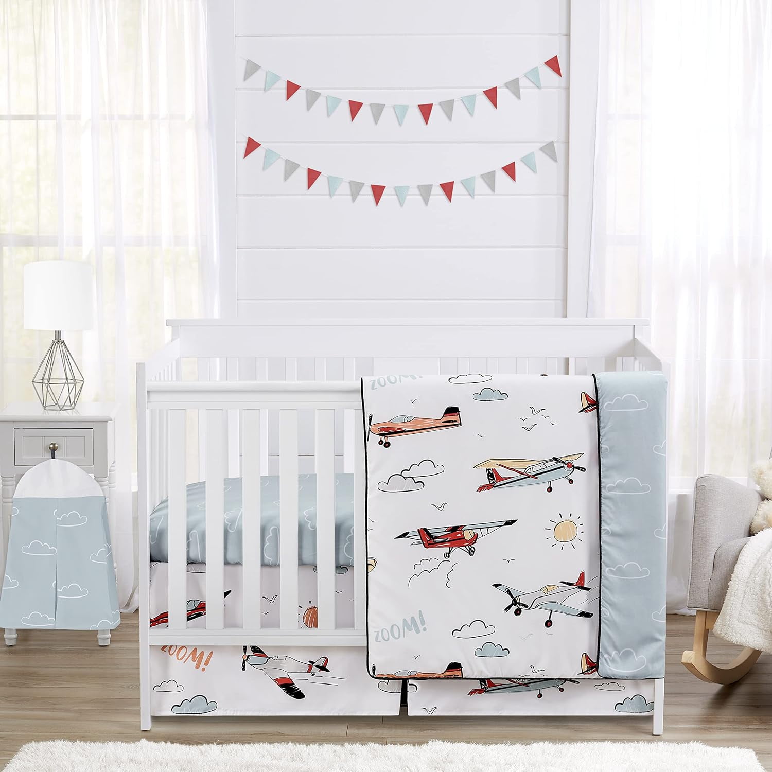Sweet Jojo Designs Vintage Airplane Baby Boy Nursery Crib Bedding Set ...