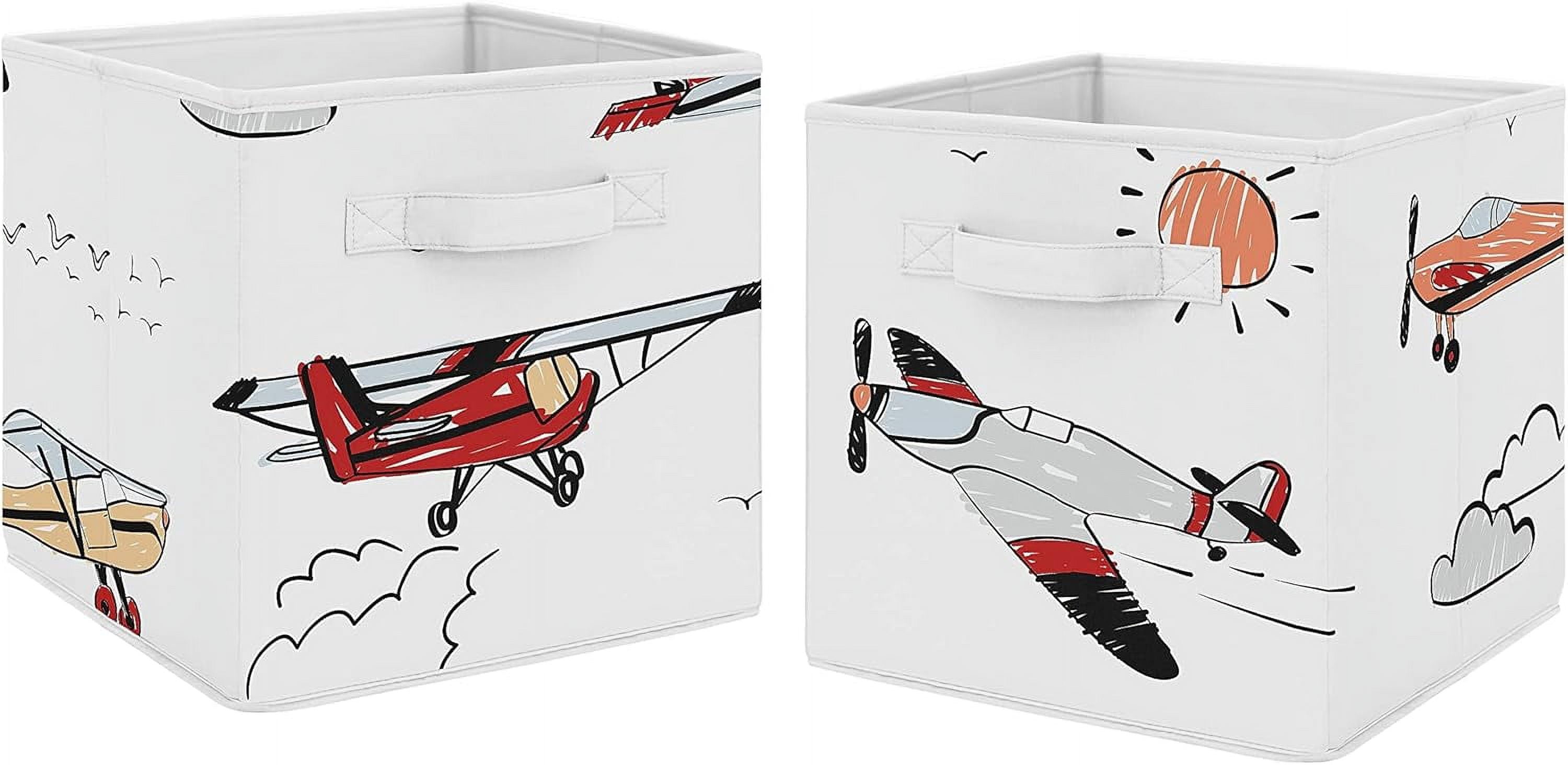 Sweet Jojo Designs Vintage Airplane Foldable Fabric Storage Cube Bins ...