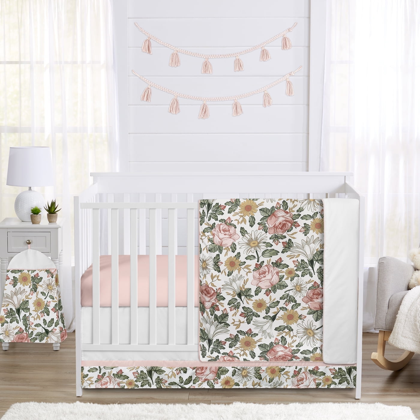Sweet Jojo Designs Boho Flower Baby Girl Nursery 4pc Vintage Floral ...