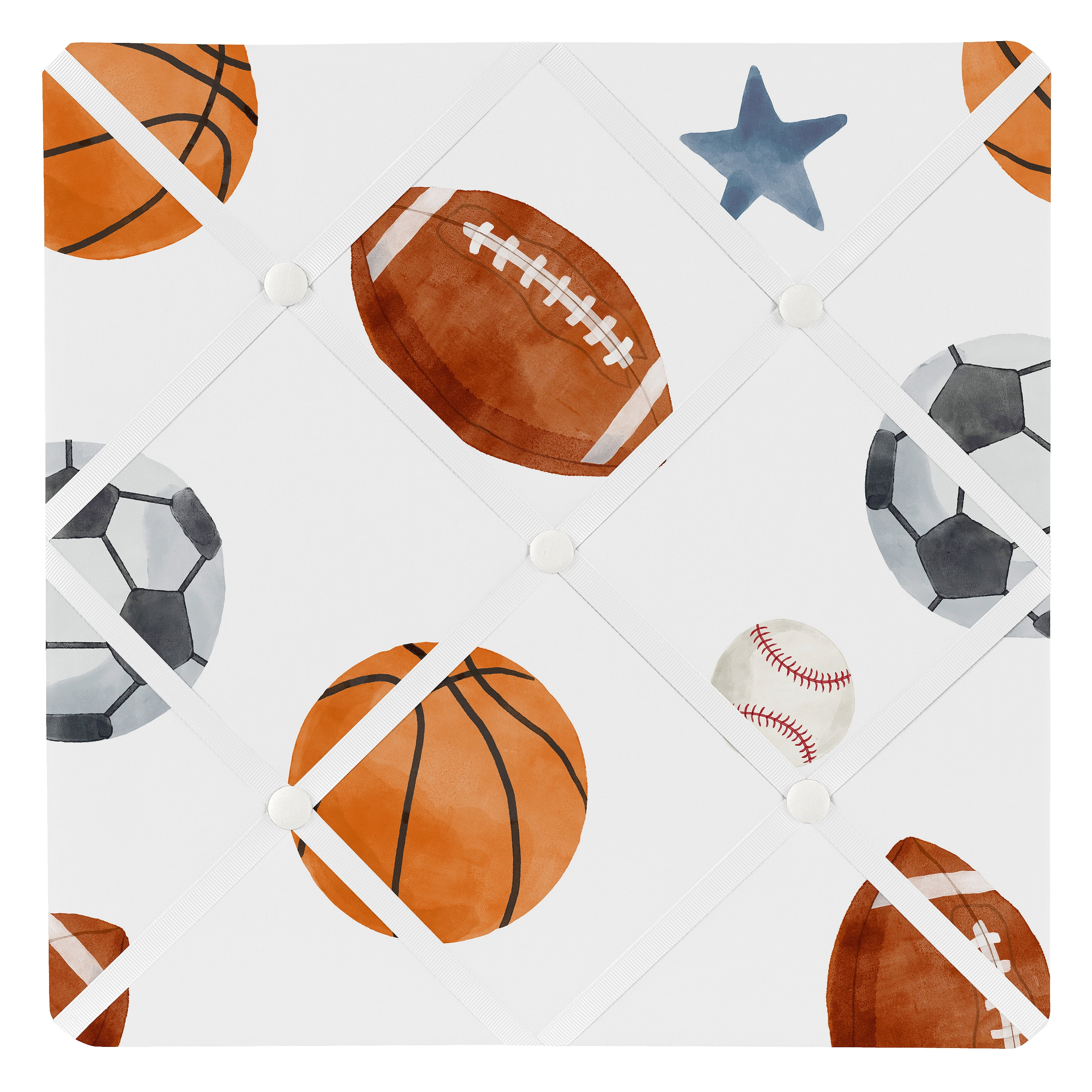 Sweet Jojo Designs Watercolor Sports Theme Boy Photo Memo Board ...