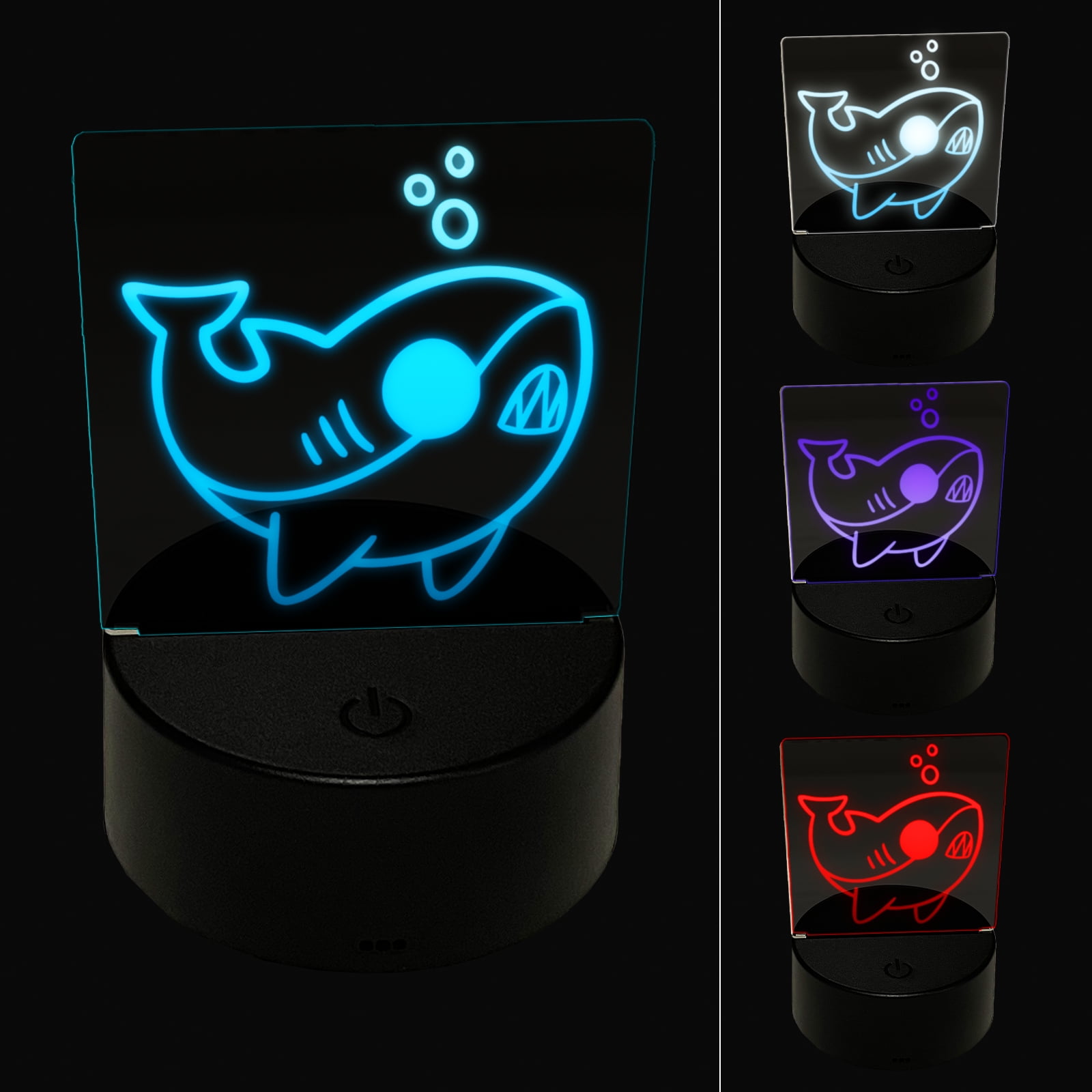 Sweet Kawaii Chibi Shark LED Night Light Sign 3D Illusion Desk ...