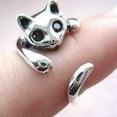Adjustable Sweet Kitty Cat Wrap Around Animal Ring with Austrian ...