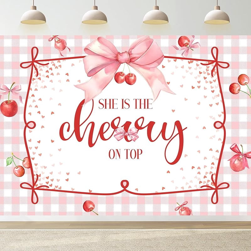 A Sweet Little Girl Baby Shower Backdrop It's a Girl Butterfly Bow Pink ...
