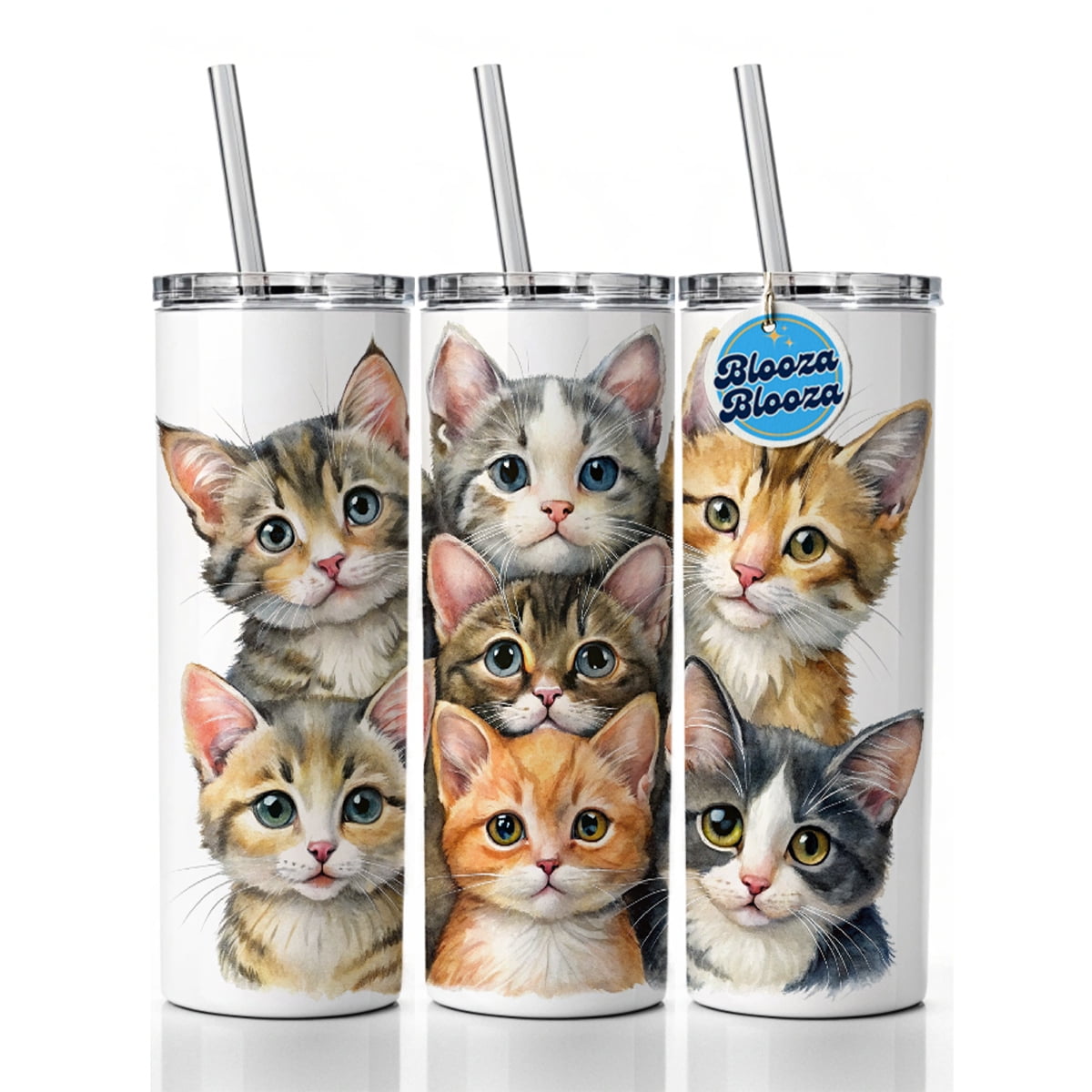 Sweet Manx Cats 20oz Insulated Water Bottle Skinny Tumbler Includes ...
