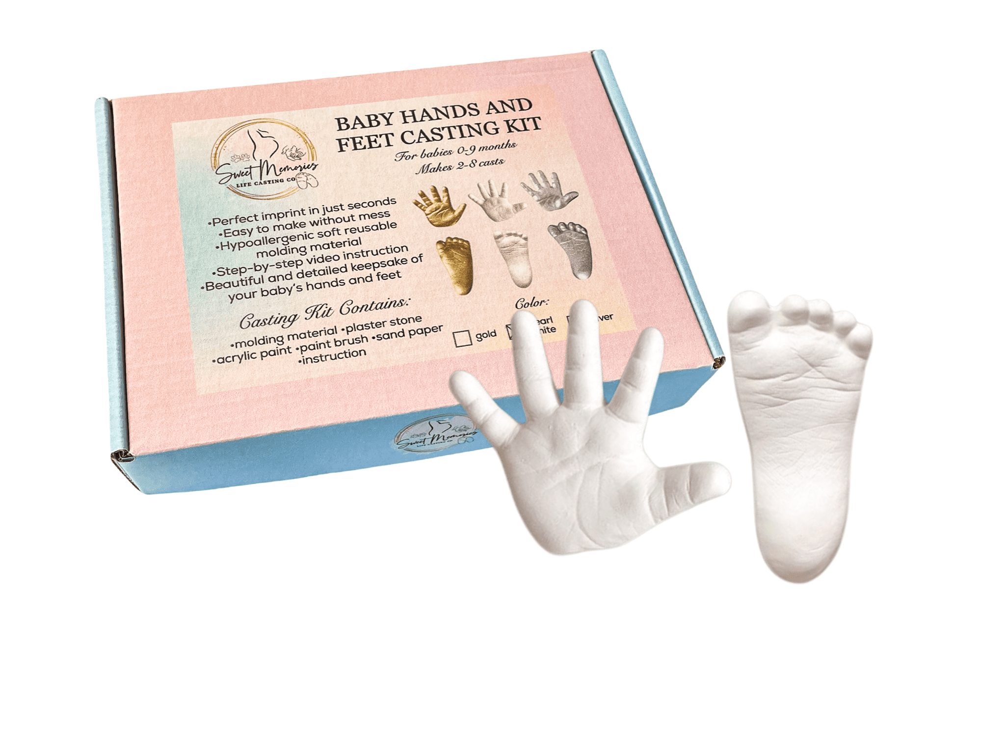 Sweet Memories Baby Hand & Foot Plaster Mold Casting Kit, 0-9 Months, 2 ...