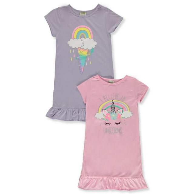 Sweet N Sassy Girls 2 Pack Nightgowns Pink Multi 12 Big Girls