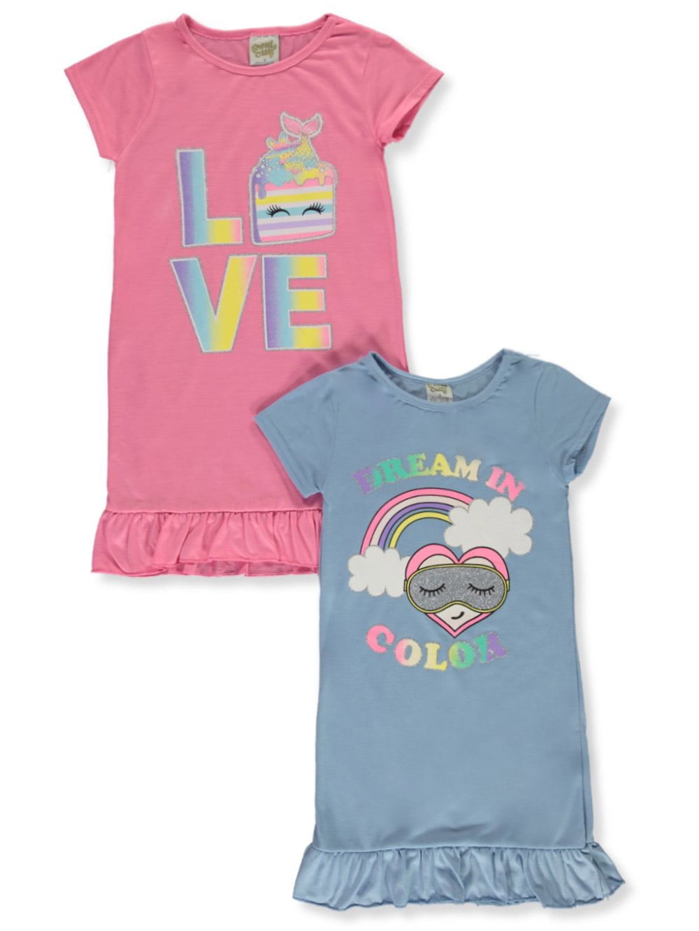 Sweet N Sassy Girls 2 Pack Nightgowns Pink Multi 12 Big Girls