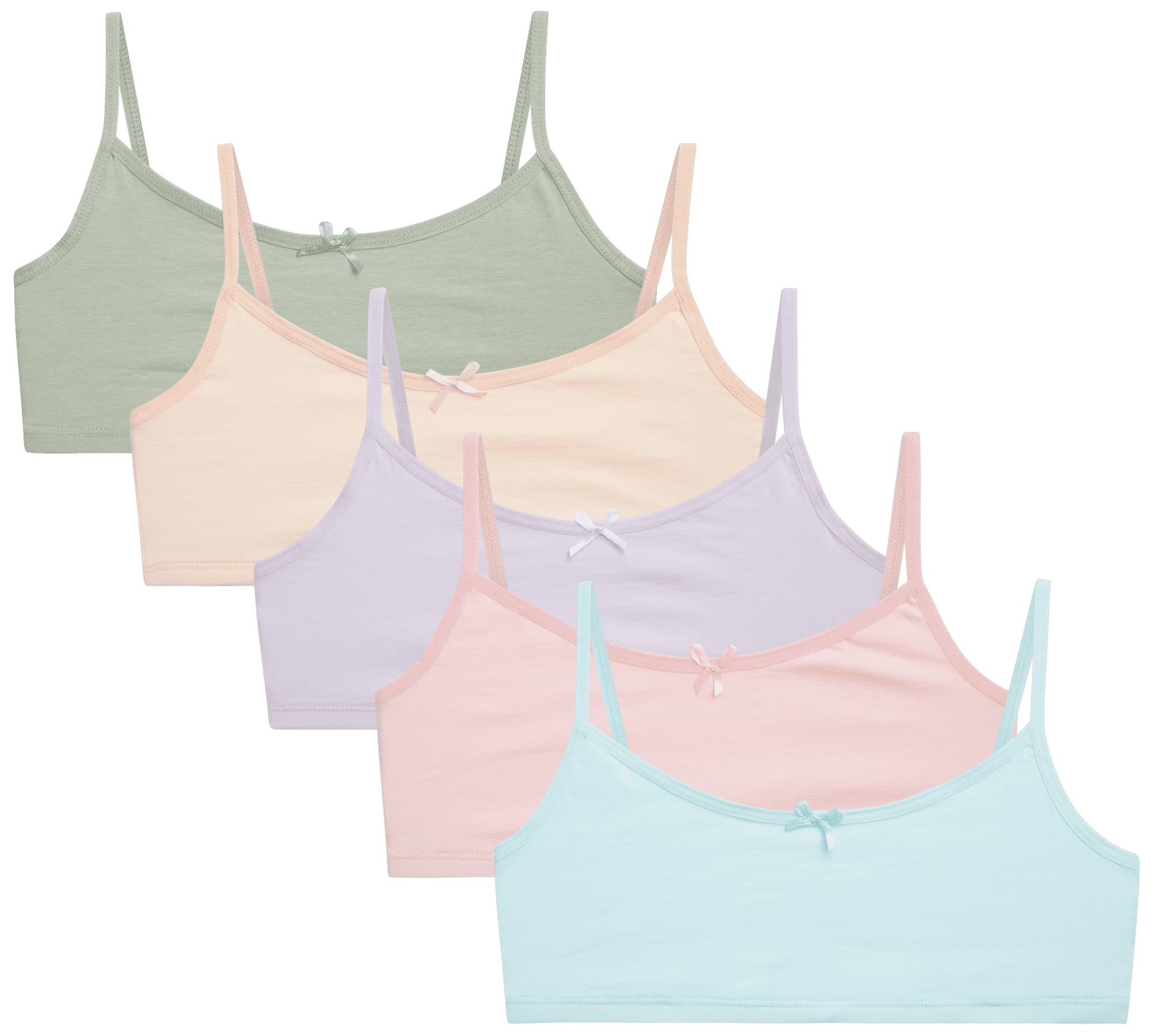 Sweet N Sassy Medium Lightweight Cotton Spandex Bra, Pastels 5 Pack ...