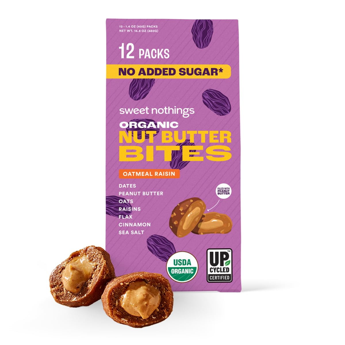 Sweet Nothings, Oatmeal Raisin, CCF19 USDA Organic Nut Protein Bar, Nut ...