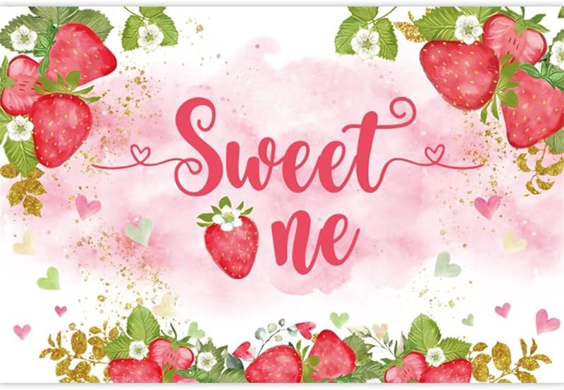Sweet One Backdrop Strawberry Theme First Birthday Party Background ...