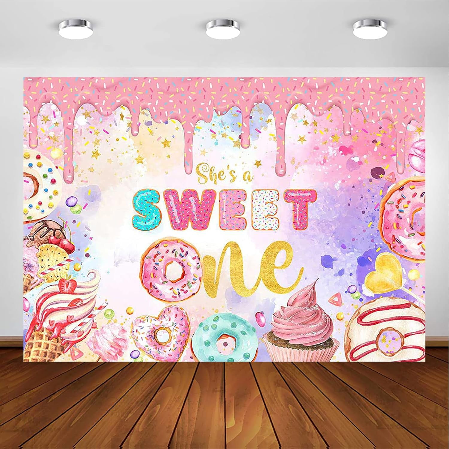 Sweet One Birthday Backdrop for Baby Girl's First Birthday Pink Sweet ...