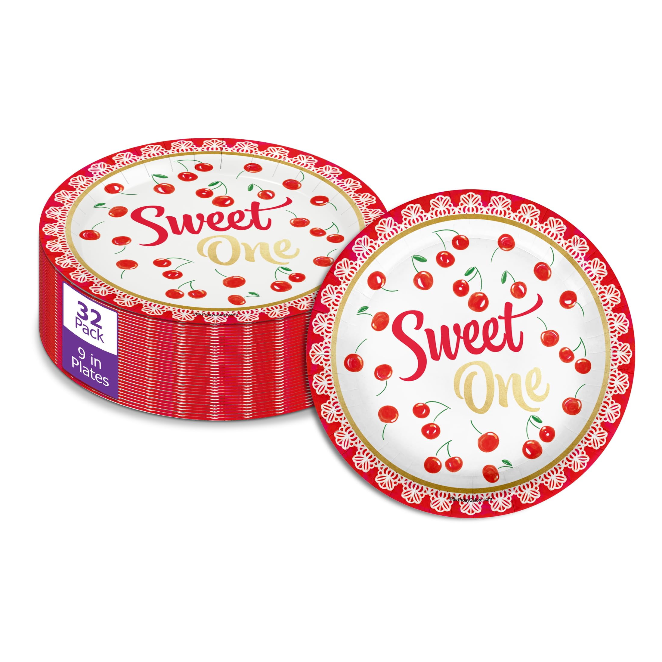 Sweet One Cherry 1st Birthday - BSL1 32 Piece Disposable Party Supplies ...