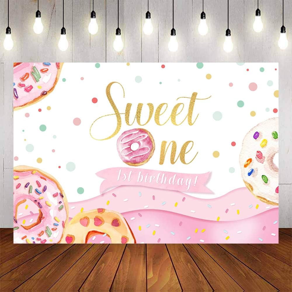 Sweet One Donut Backdrop Newborn Baby 1st Birthday Party Background for ...
