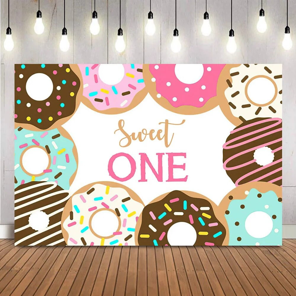 Sweet One Donut Birthday Backdrop Newborn Kids 1st Birthday Donuts ...