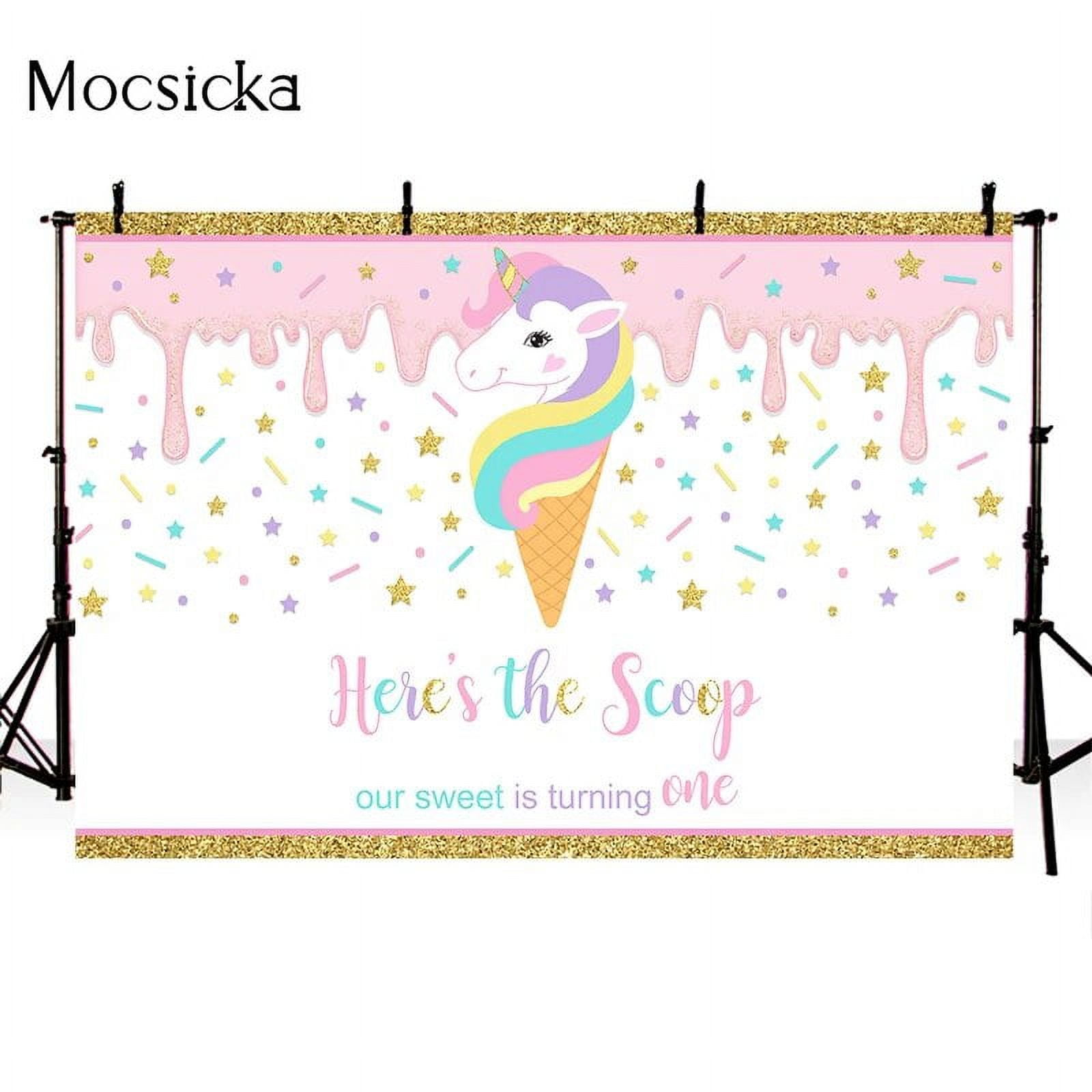 Sweet One Ice Cream Birthday Background Here Is a Child Portrait ...