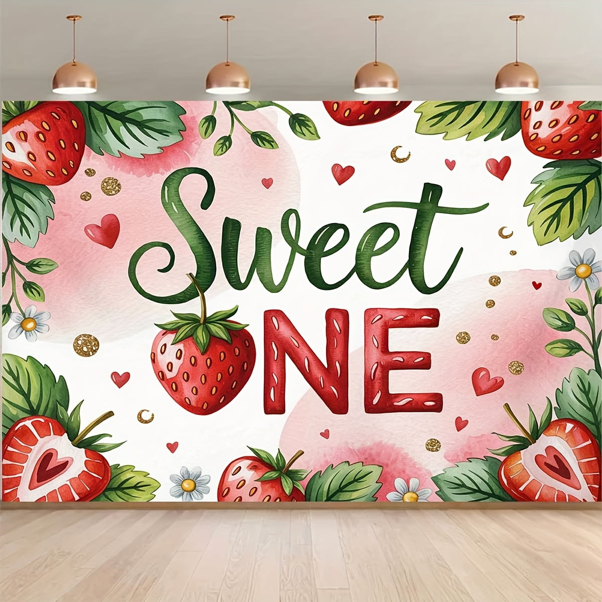 Sweet One Strawberry Backdrop Strawberry Girl 1st Birthday Party ...