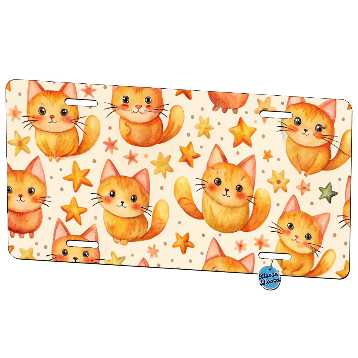 Sweet Orange Cats Yellow Stars Metal Novelty License Plate - Walmart.com