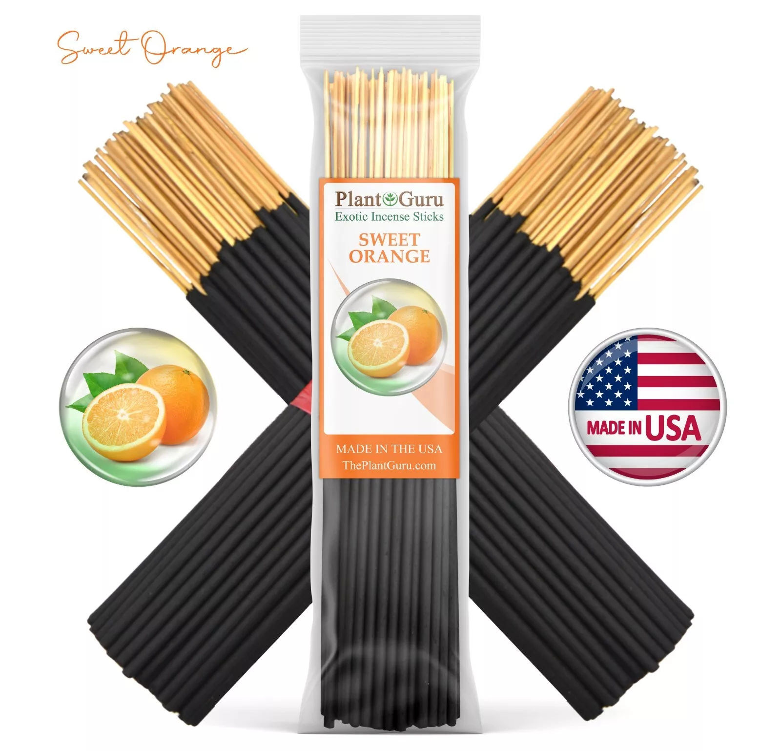Plant Guru Sweet Orange Incense Sticks, 7 Inches, 85-100 Sticks, Smooth ...
