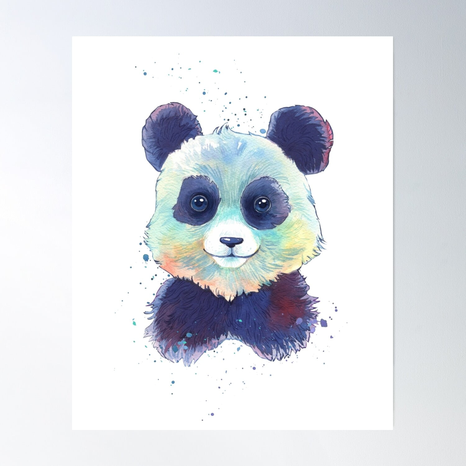Sweet Panda Watercolor Illustration Poster Wall Art, Modern Wall Decor ...