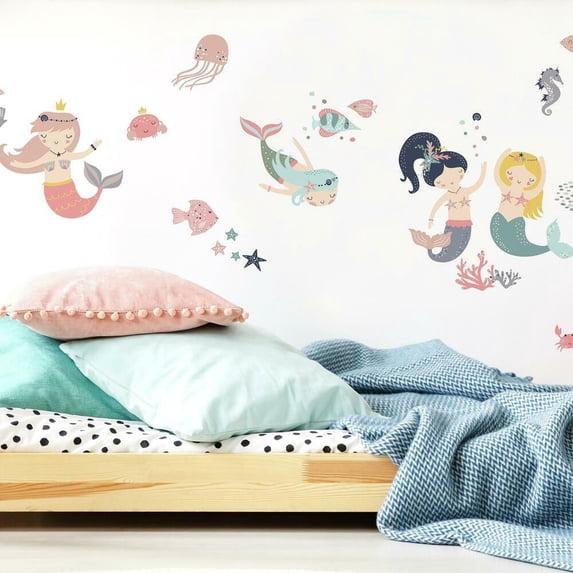 Sweet Pastel Mermaids Wall Decals - Walmart.com