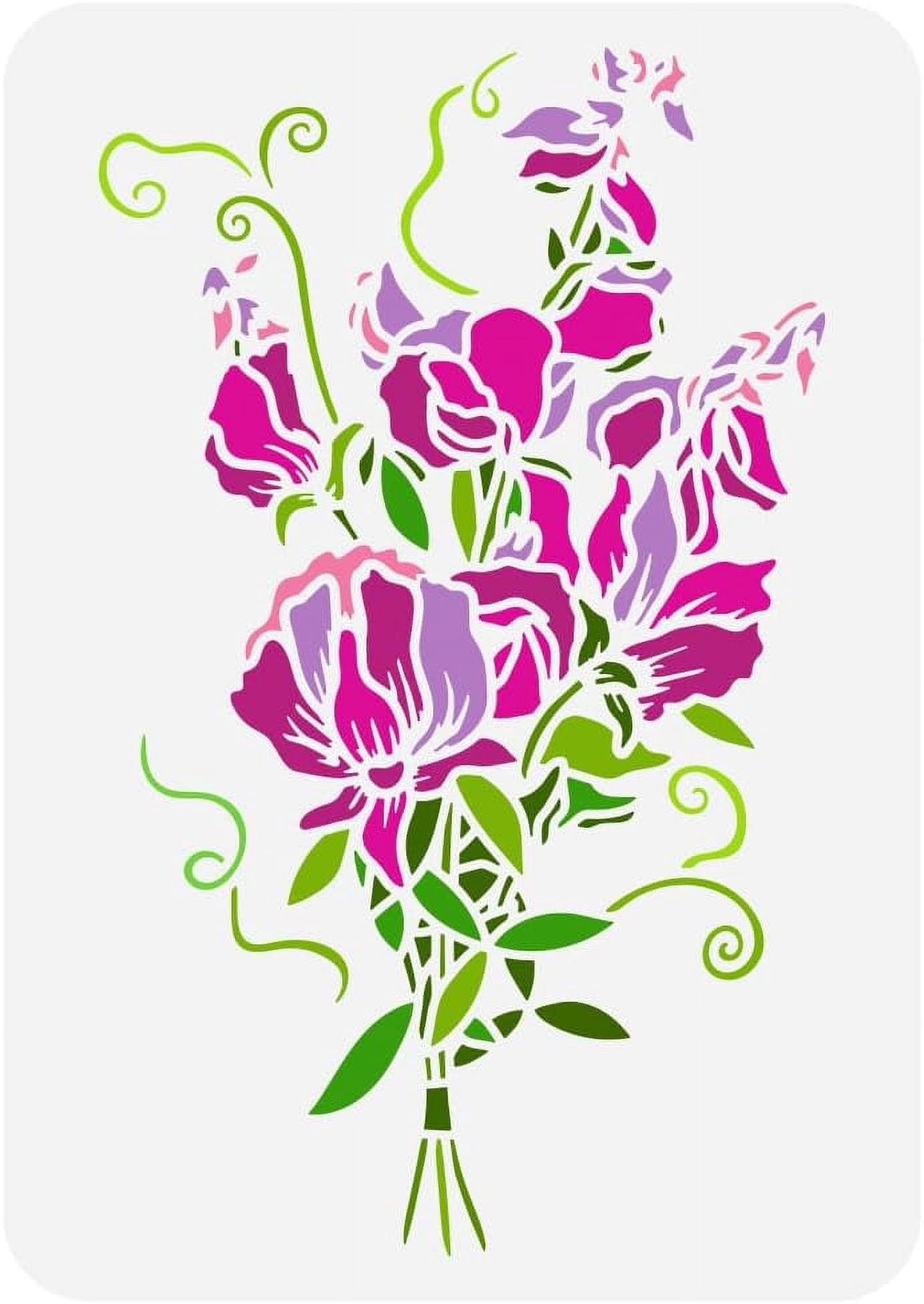 Sweet Pea Bundle Painting Stencil 8.3x11.7inch Large Sweetpea Bouquet ...
