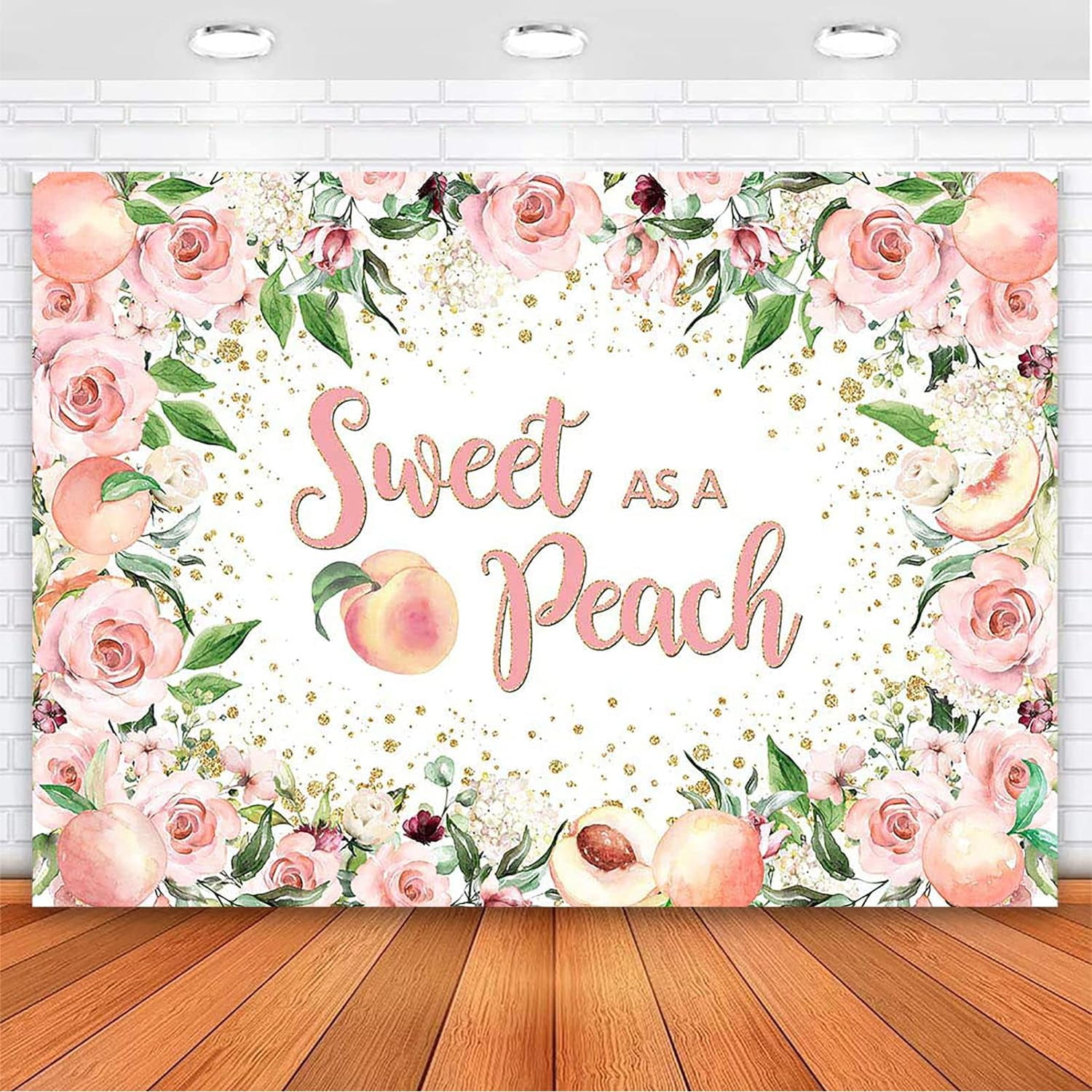 Sweet as a Peach Backdrop for Baby Shower Pink Peach Floral Roses Baby ...