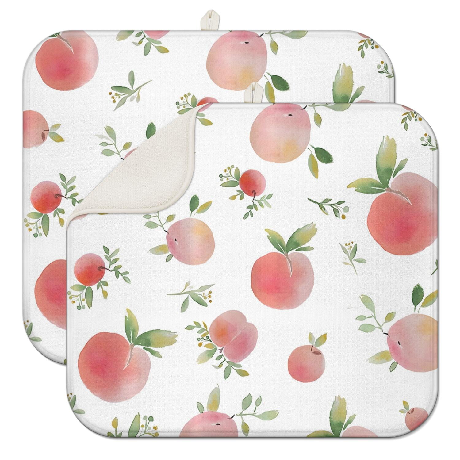 Sweet Peach Fruit Dish Drying Mat – Vibrant Tropical Peach Print Coffee ...