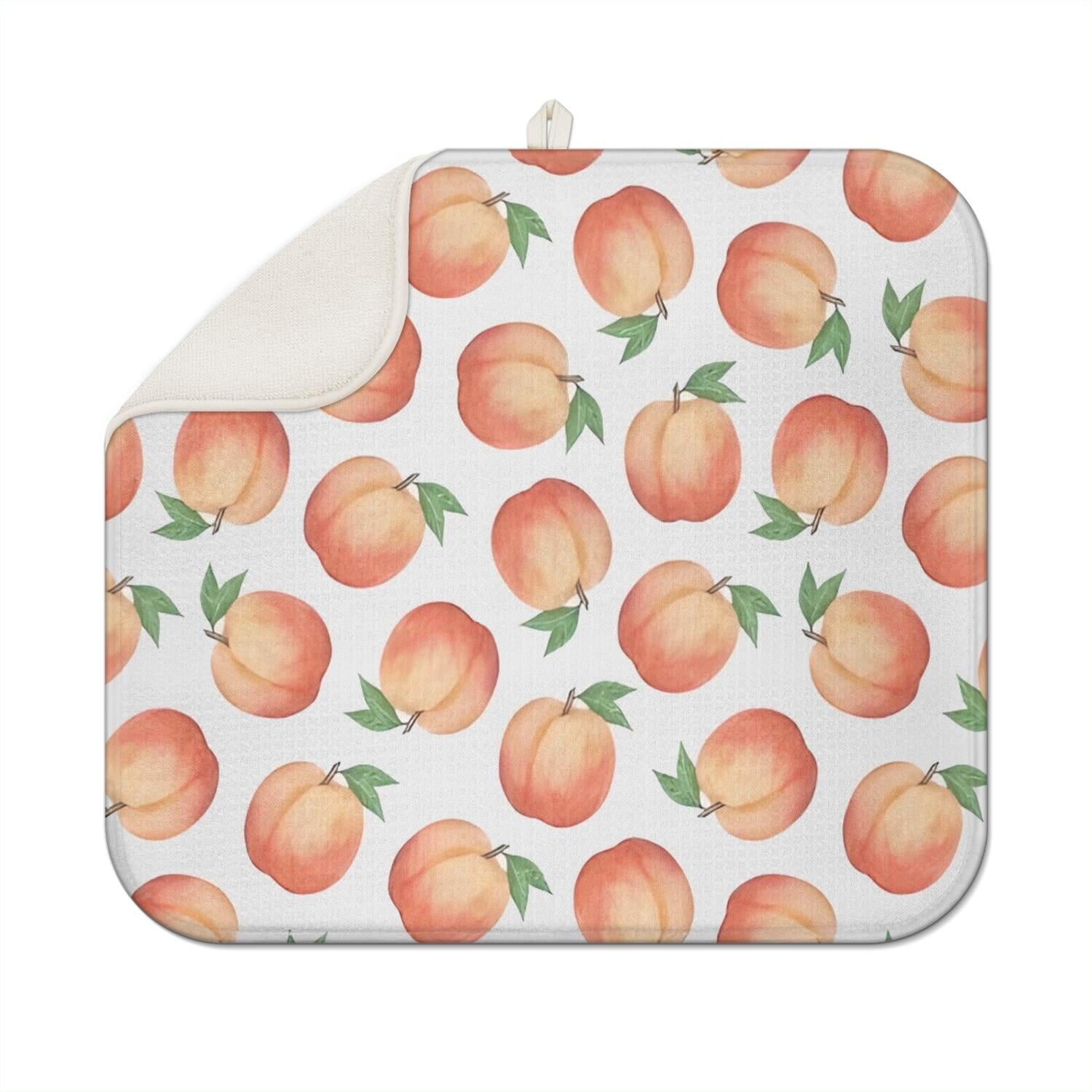 Sweet Peach Fruit Dish Drying Mat – Vibrant Tropical Peach Print Coffee ...