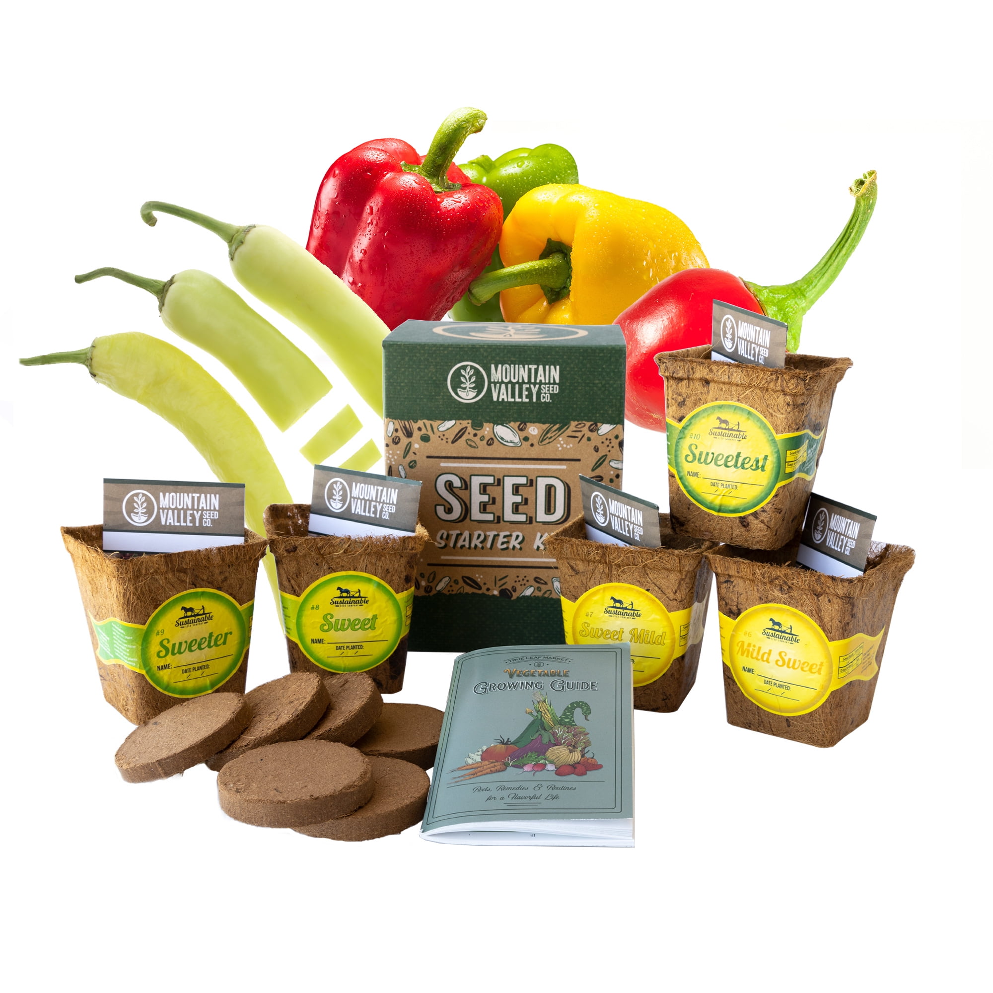 Mountain Valley Seed Company Sweet Pepper Plant Growing Kits with 5 Non ...